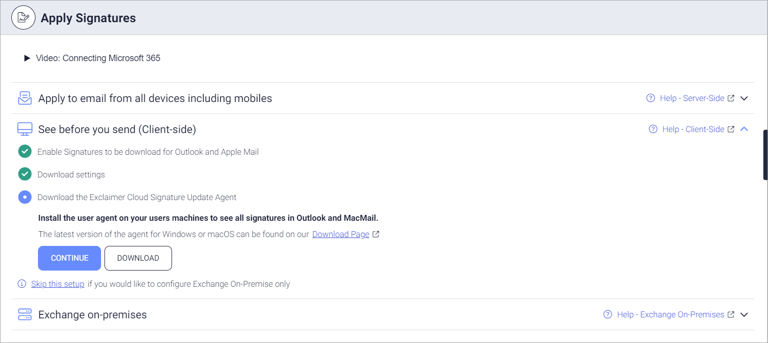 How to configure client-side signatures after the initial onboarding – Exclaimer Knowledge Base
